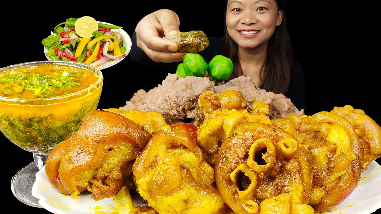 EATING DHIDO WITH PORK LEG PICKLE | NEPALI TRADITIONAL FOOD | NEPALI ...