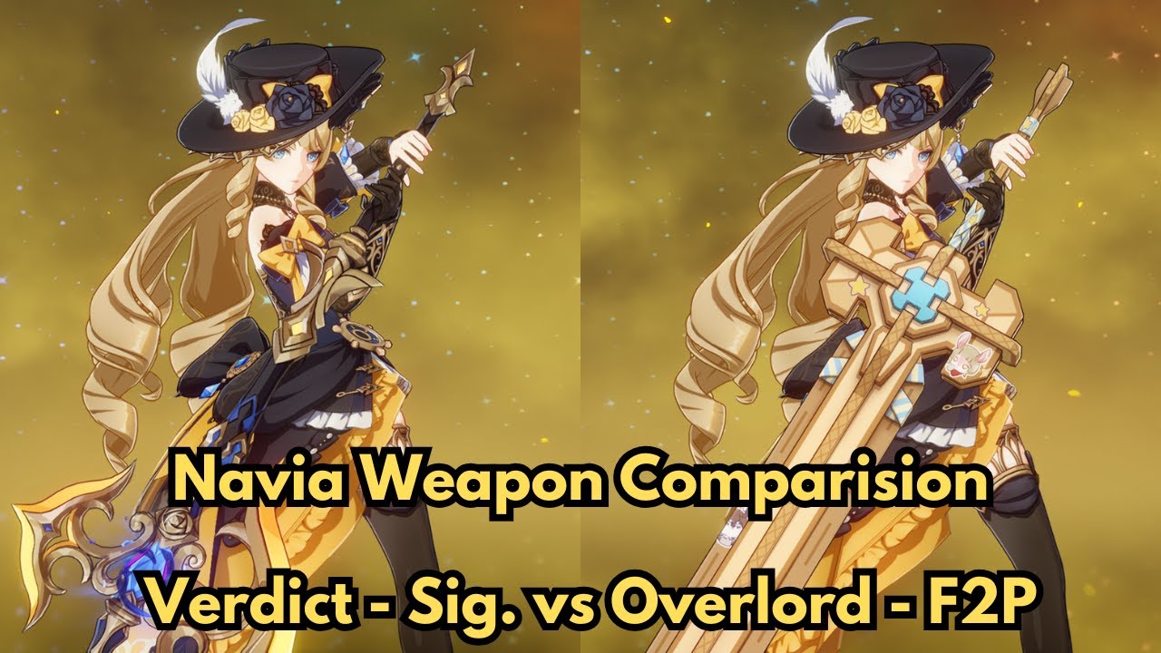 Navia Weapon Comparison | Signature (Verdict) vs F2p (Overlord Event 4 ...