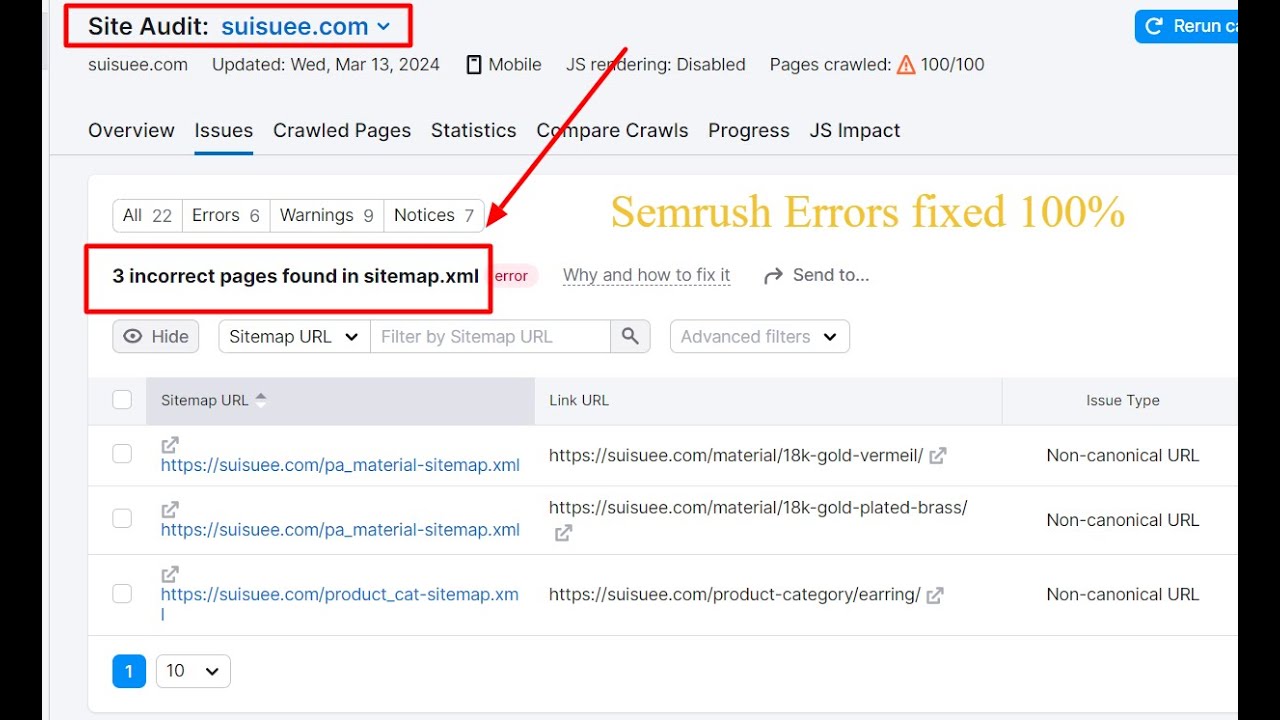 Incorrect Urls In Sitemap Xml Semrush Site Audit Issues Site Audit