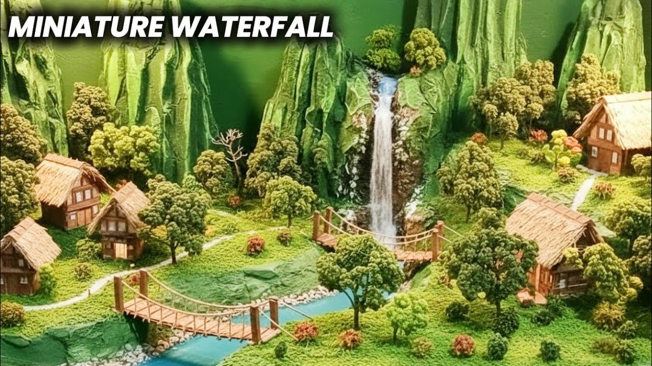 Building a Miniature Village Diorama | Waterfall & Wooden Bridge - YouTube