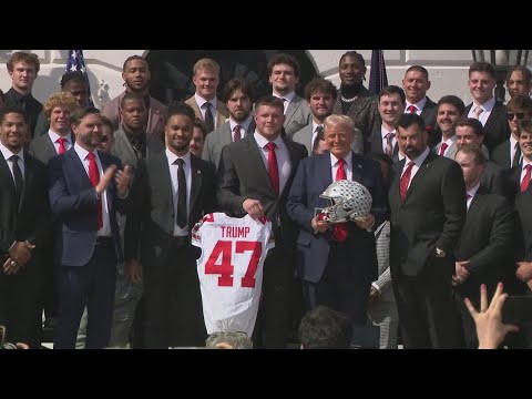 President Trump hosts coach Ryan Day, Ohio State Buckeyes at White ...