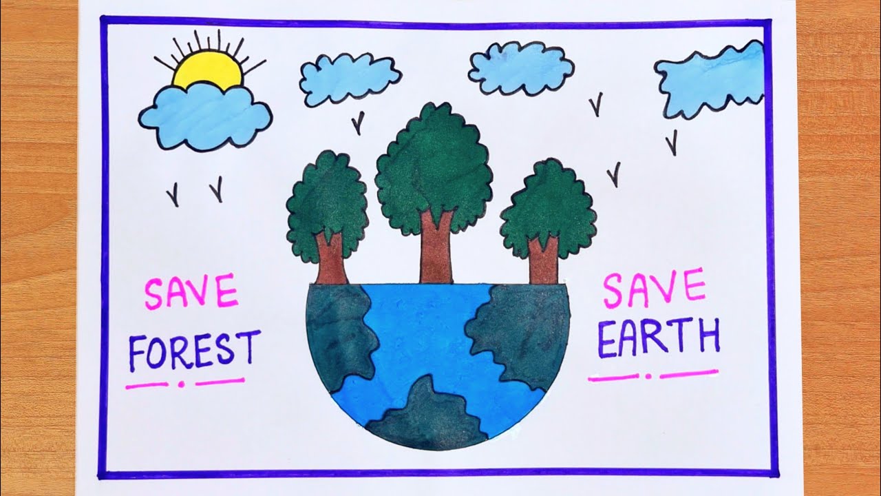 International Forest Day Drawing // Save Forest Save Earth Poster ...