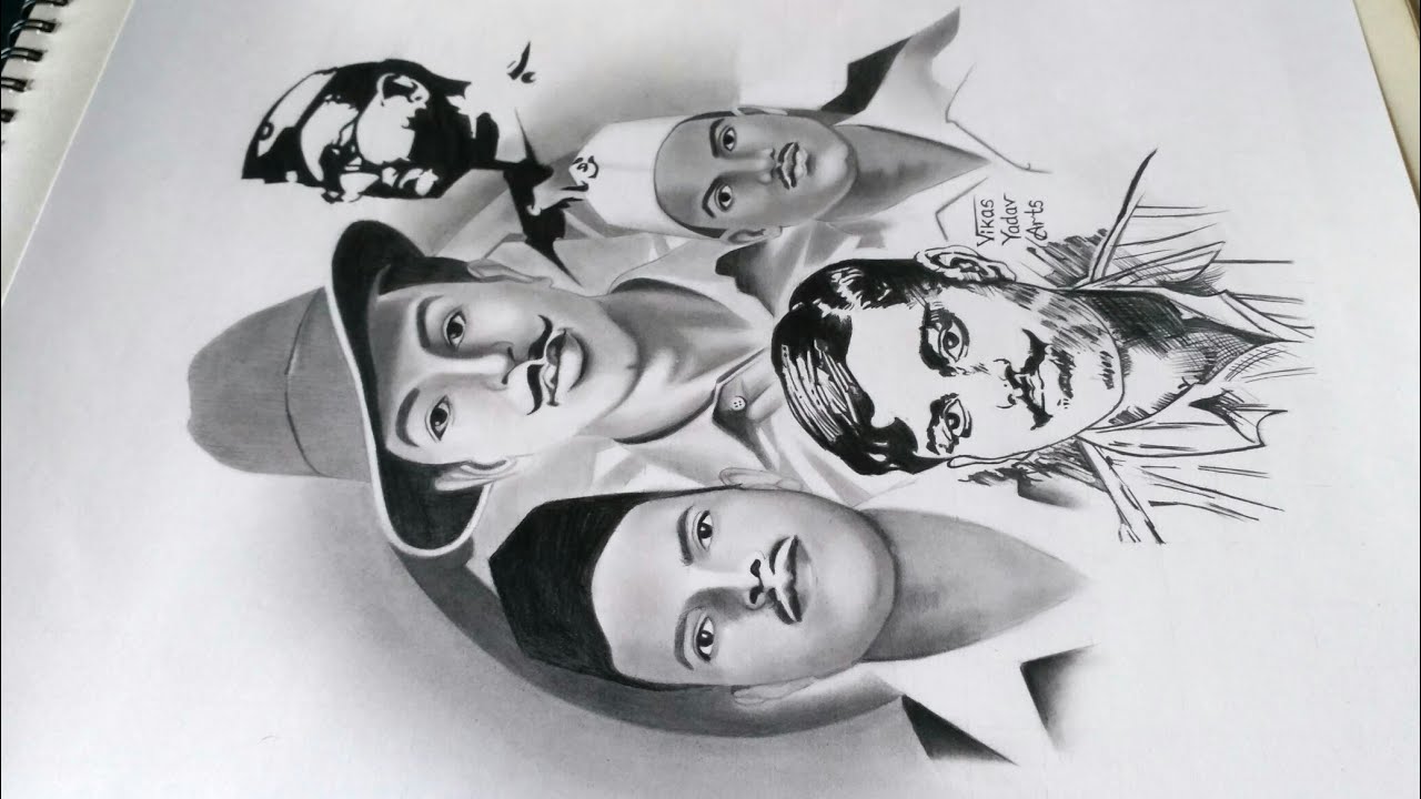 Bhagat Singh Drawing |Freedom Fighters Sukhdev Rajguru Chandrashekhar ...