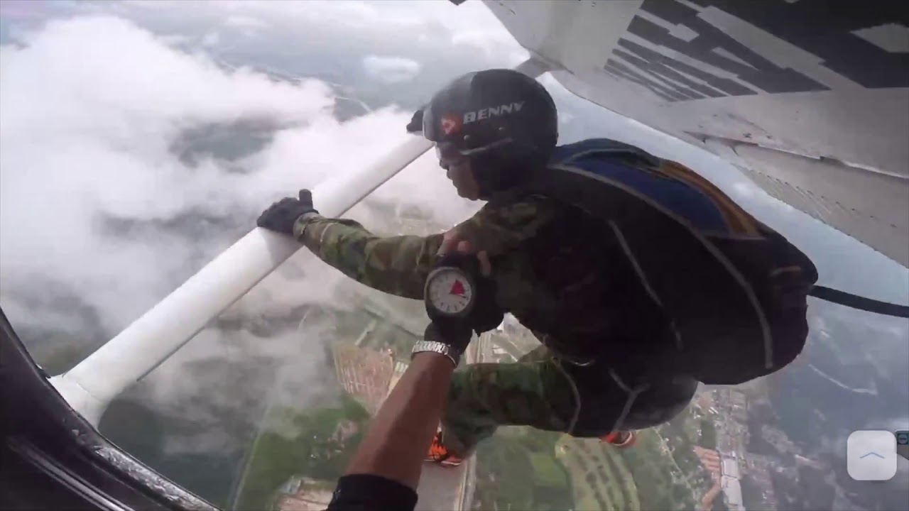 STATIC LINE PARACHUTE JUMP - YouTube