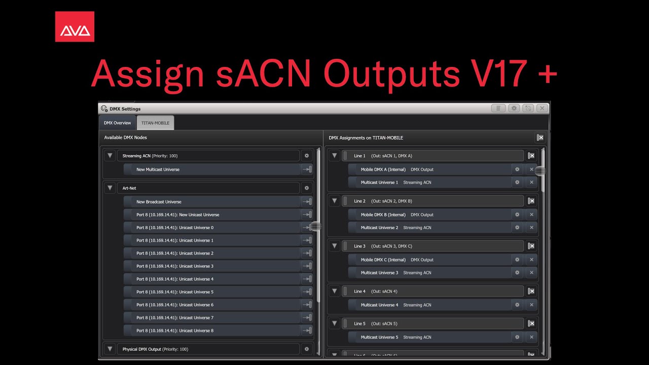 Assign sACN Outputs V17+ - YouTube