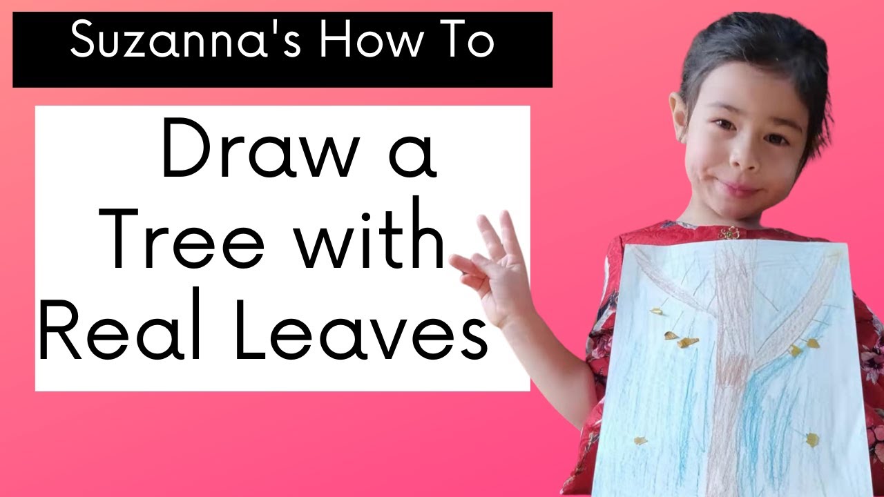 How to draw a tree with real leaves - YouTube