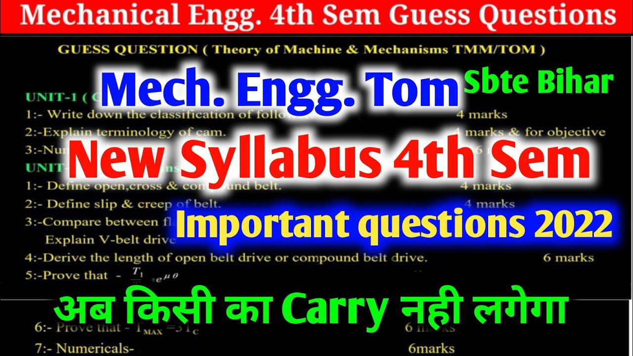 4th semester mechanical engineering Tom vvi important questions || 4th ...