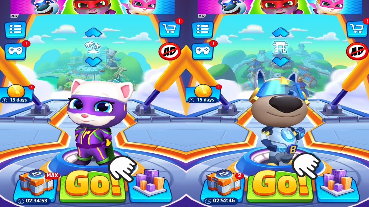 Talking Tom Hero Dash Lightning Angela VS Rabbit Ben Gameplay - YouTube