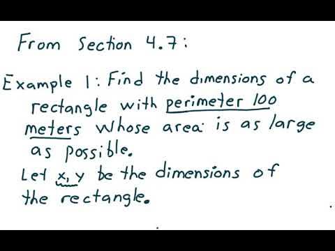 Calculus 1, Section 4.7 (Optimization problems), Three examples - YouTube