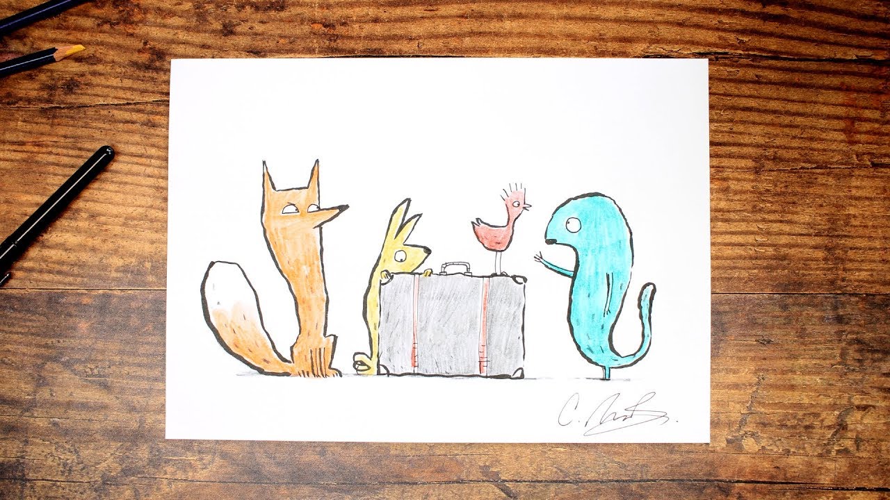 Chris Naylor-Ballesteros drawing characters from The Suitcase - YouTube