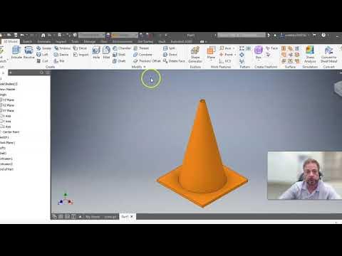 Autodesk Inventor Tutorial using Loft and Shell commands to draw a traffic cone. - YouTube