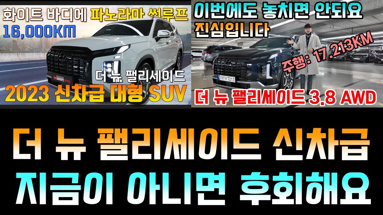팰리세이드중고차인데 더뉴팰리세이드 입니다 신차급 차량 두대 준비했습니다 지금이 아주 좋은 기회라고 생각이 됩니다