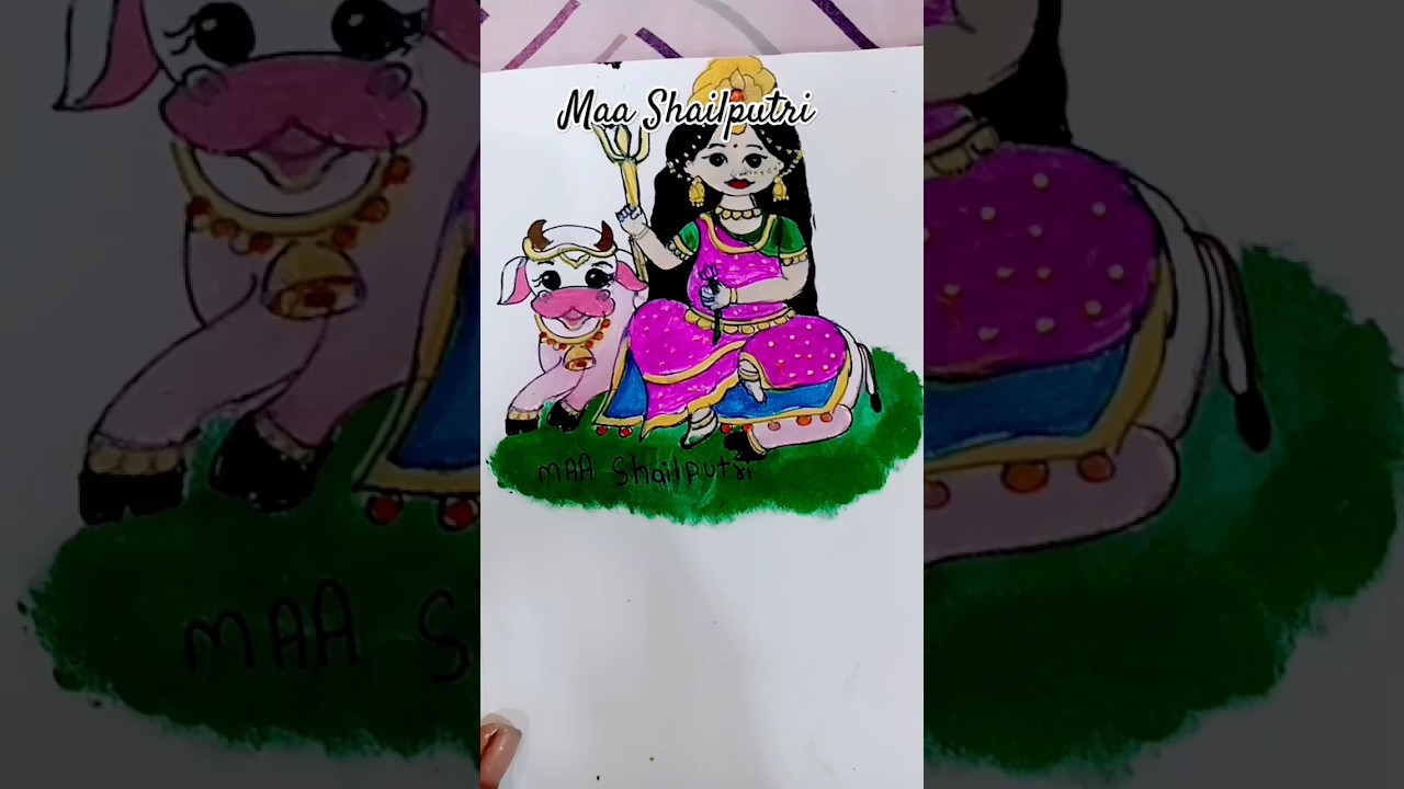 Navratri day 1 maa Shailputri drawing - YouTube