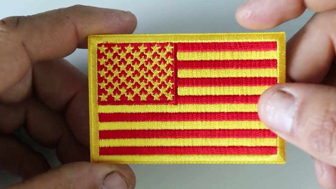 Red and Yellow American Flag Iron on Patch - YouTube