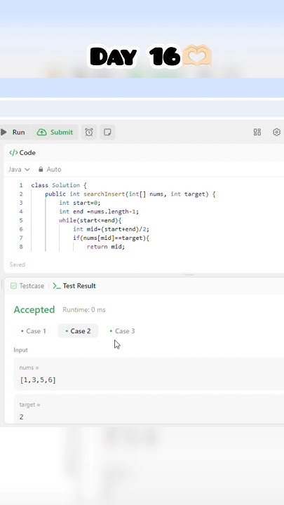 Leetcode 35 Search Insert Position 100daysofcode Codelife Leetcode