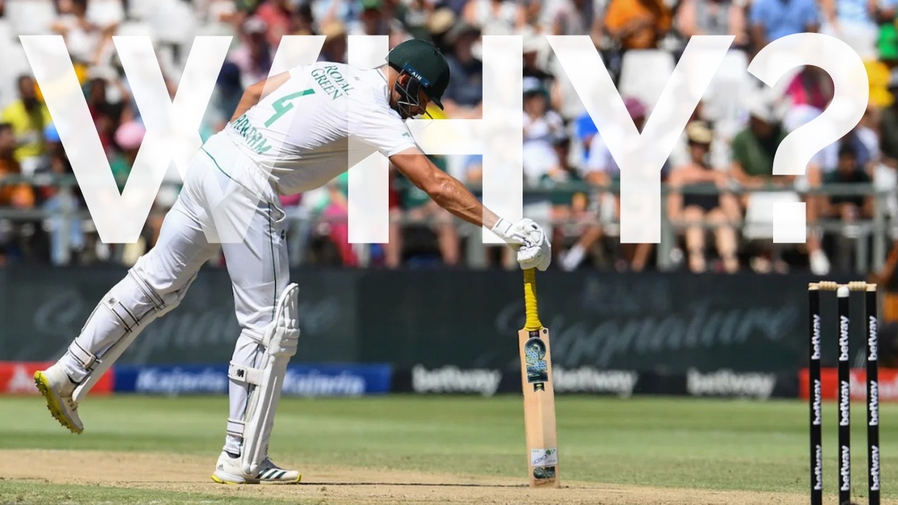 Why do all cricket batters take guard and tap on the pitch? - YouTube