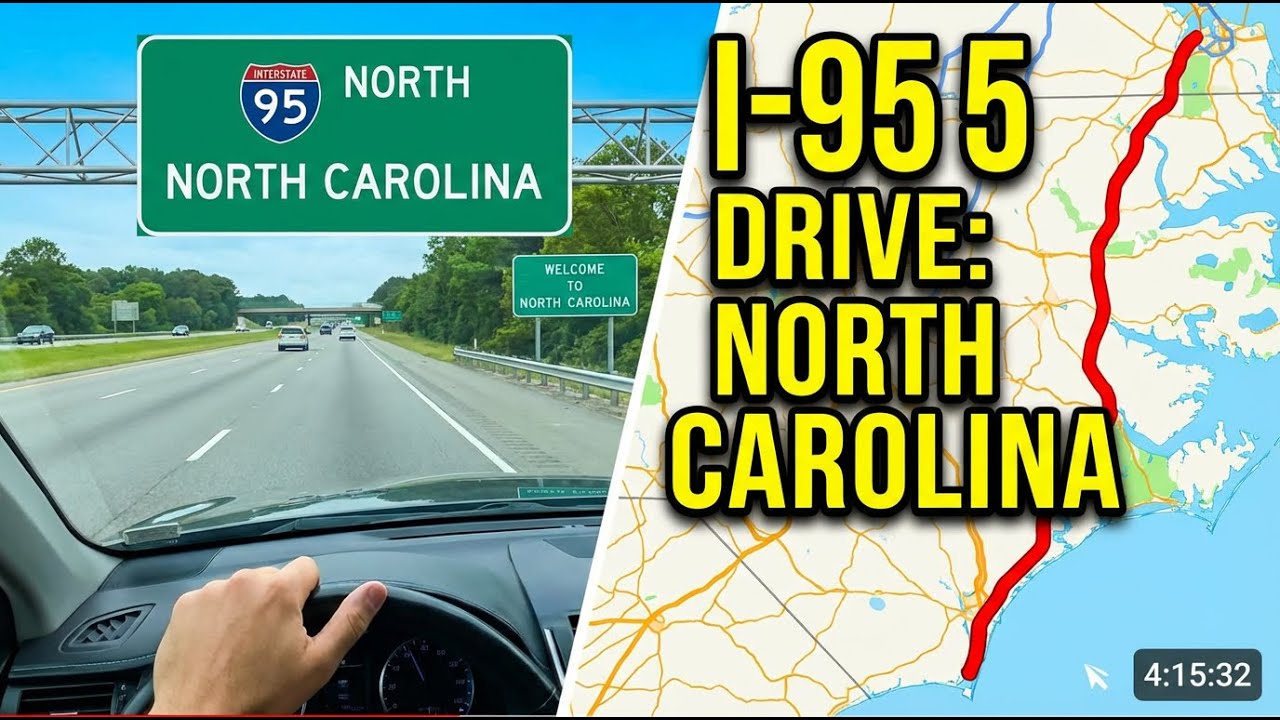Driving on Interstate 95 through entire state of North Carolina - YouTube