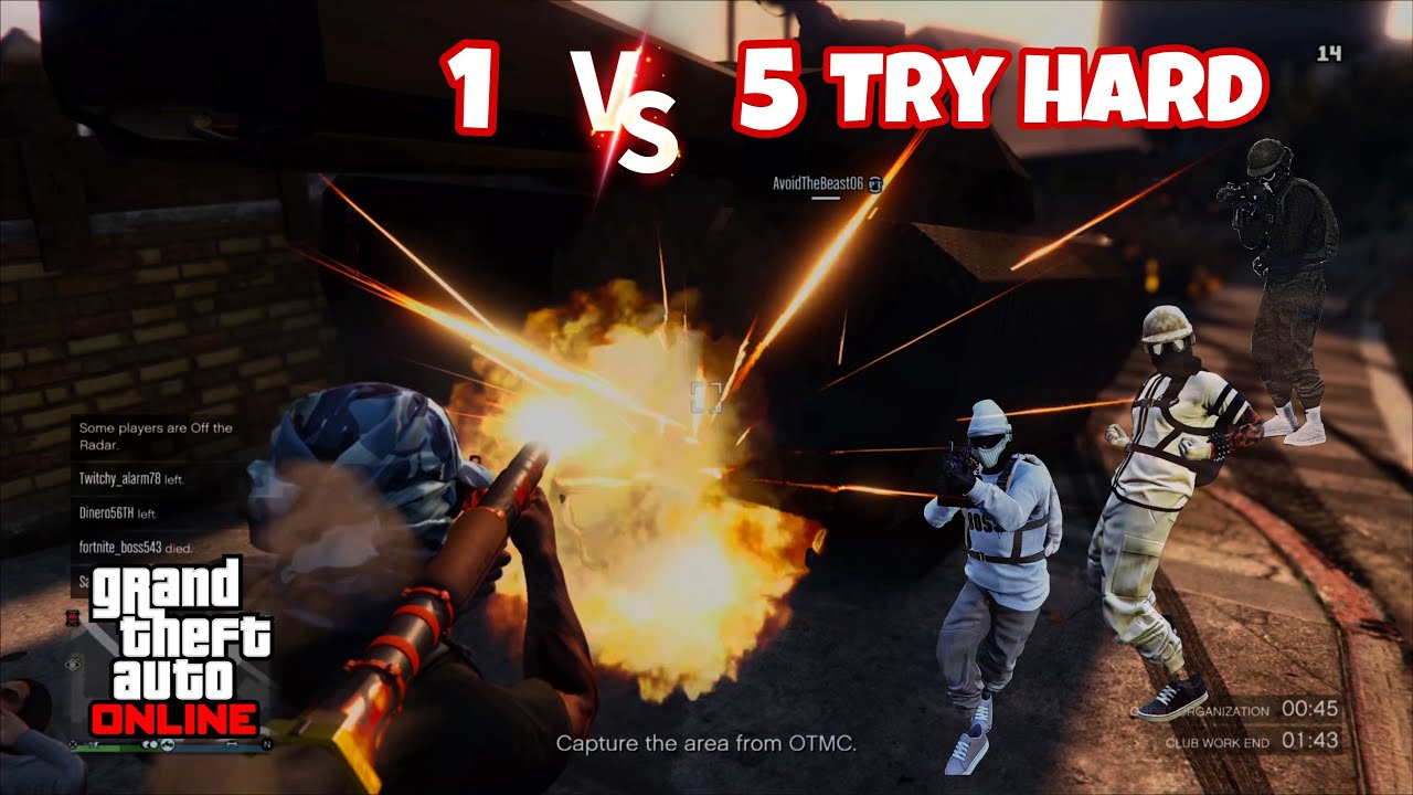 MADE 5 TRY HARD CRY on GTA ONLINE (1v5)😂😂😂 - YouTube