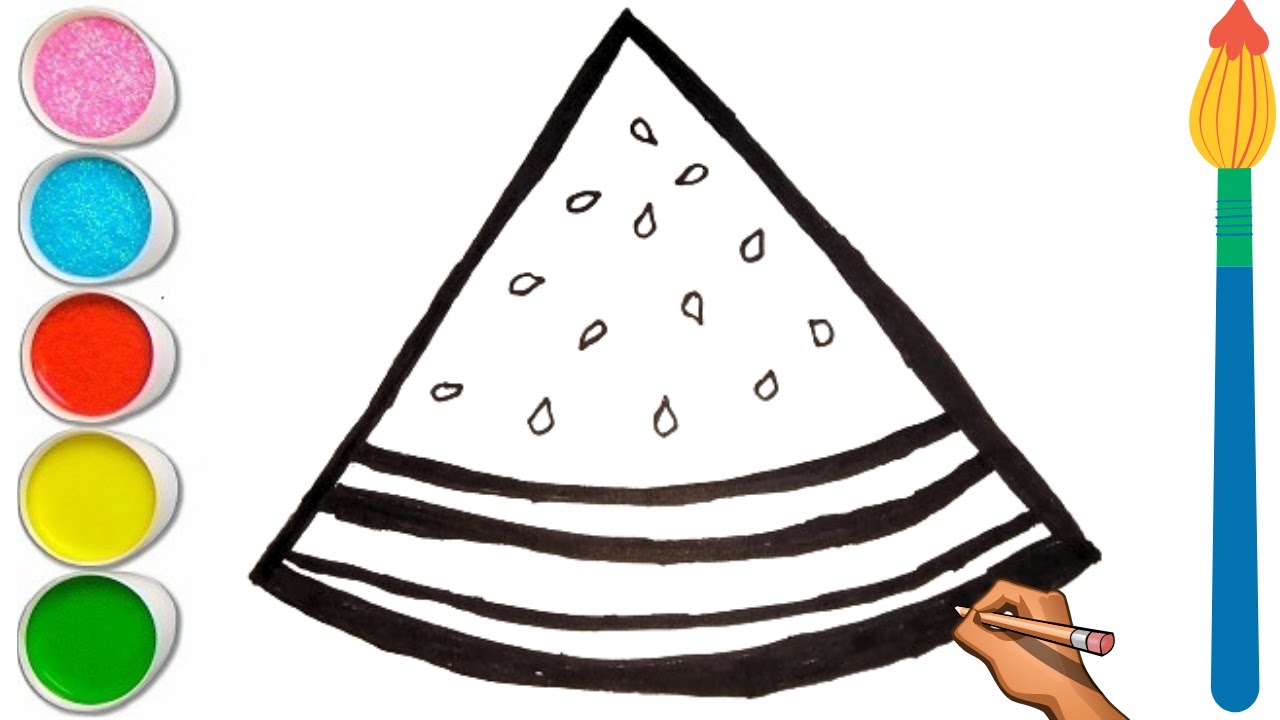 Cute Watermelon Drawing Easy For Kids & Toddlers | Let's Draw & Paint ...