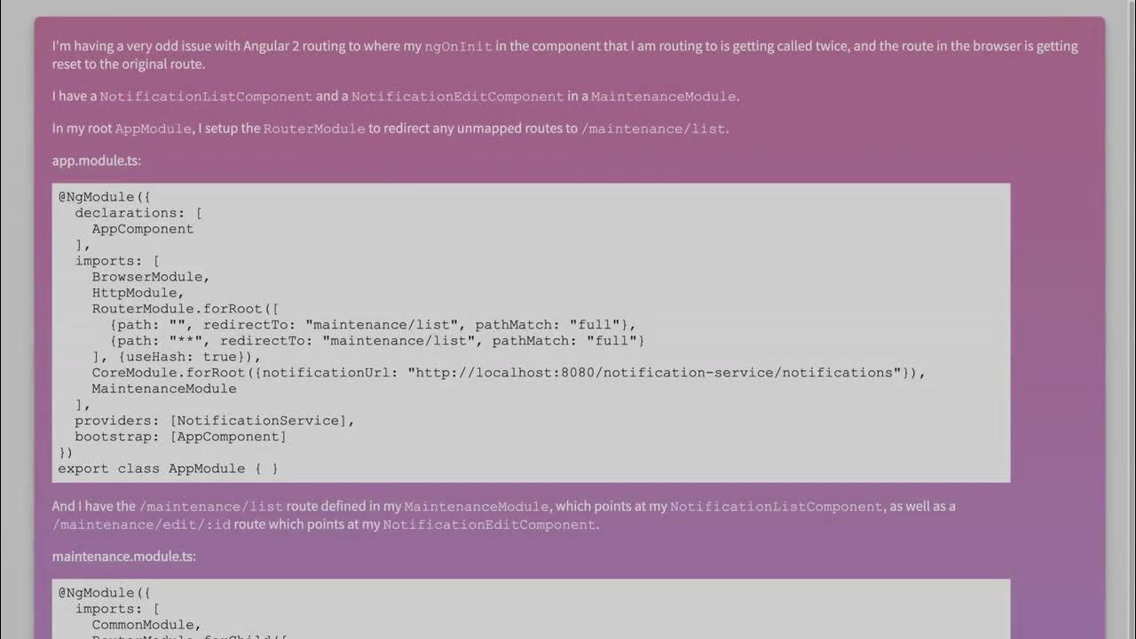 Angular2 Routing Issue And Ngoninit Called Twice Youtube