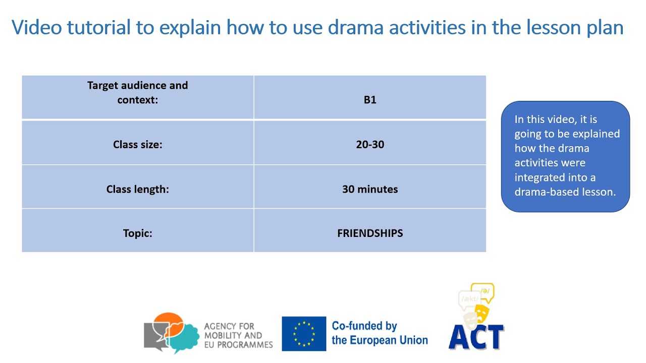 How to Use the Drama Activities in the Lesson Plan: Friendships - YouTube