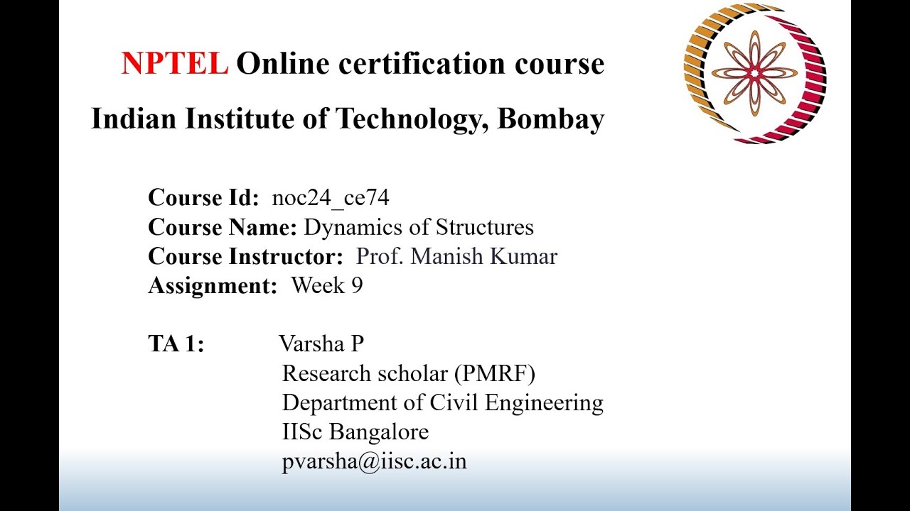 NPTEL TA Session: Week 9:- Dynamics of Structures - YouTube