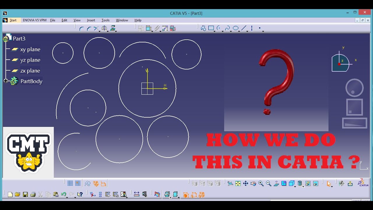 HOW WE DRAW CIRCLES AND ARCS IN CATIA ?? (2D ENVIRONMENT) ?? #TUTORIAL ...