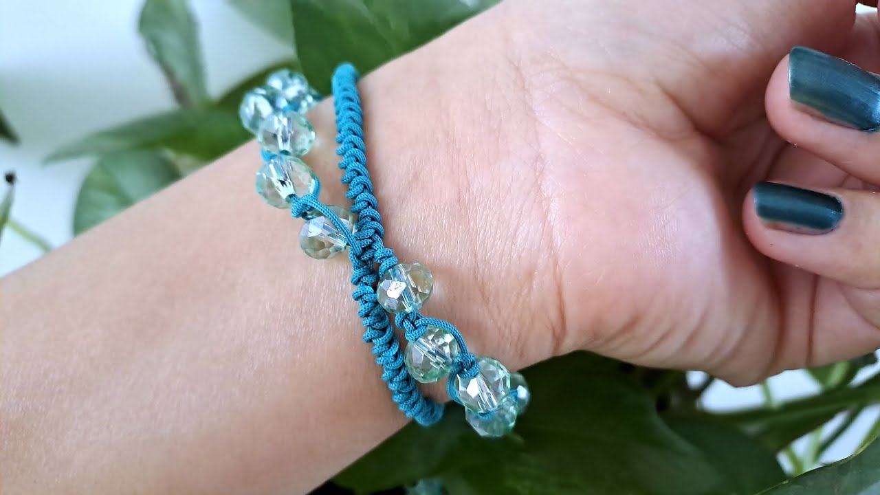 How to Make Snake Knot Macrame Bracelet With Bicone Beads | Macrame ...
