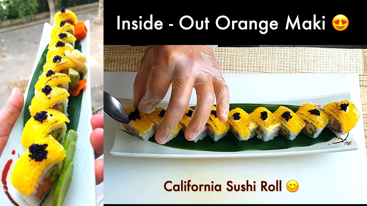 Inside Out Orange Maki California Sushi Roll II Easy Sushi Recipe by ...