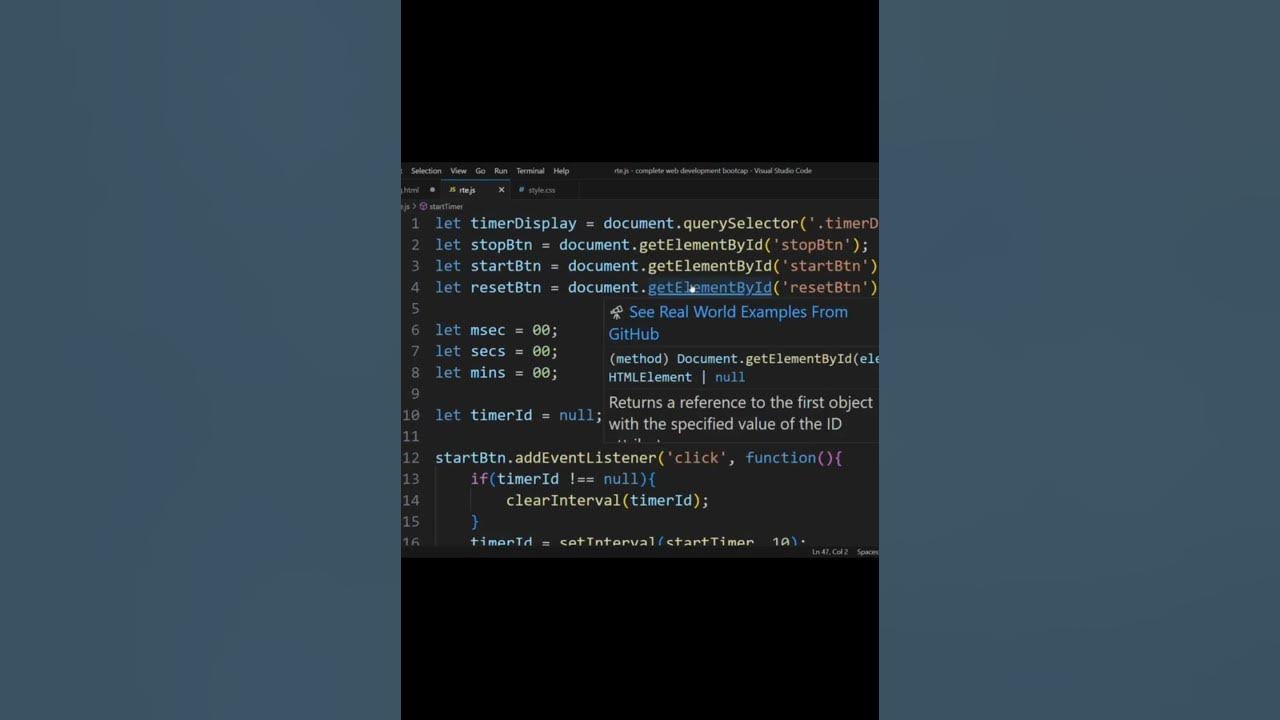 How To Make Stop Watch Using Javascript Shorts🔥🔥 Youtube