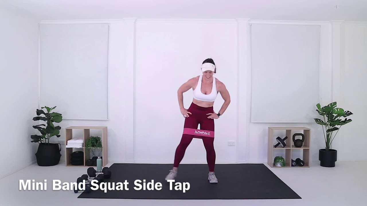 Mini Band Squat Side Tap - YouTube