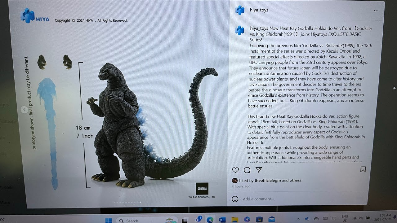 Hiya Toys Atomic Breath Godzilla 1991 Action Figure Revealed - YouTube