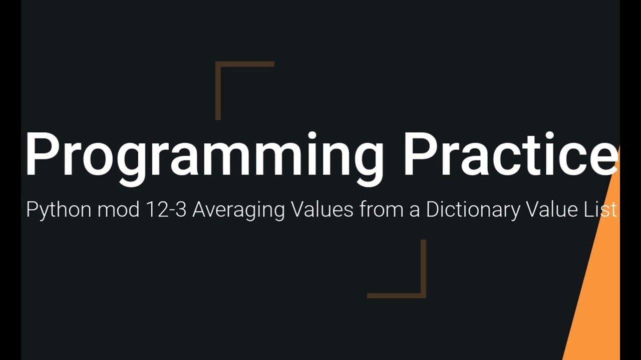 Python Practice Programming Module 12-3 Using Lists within a Dictionary Object - YouTube