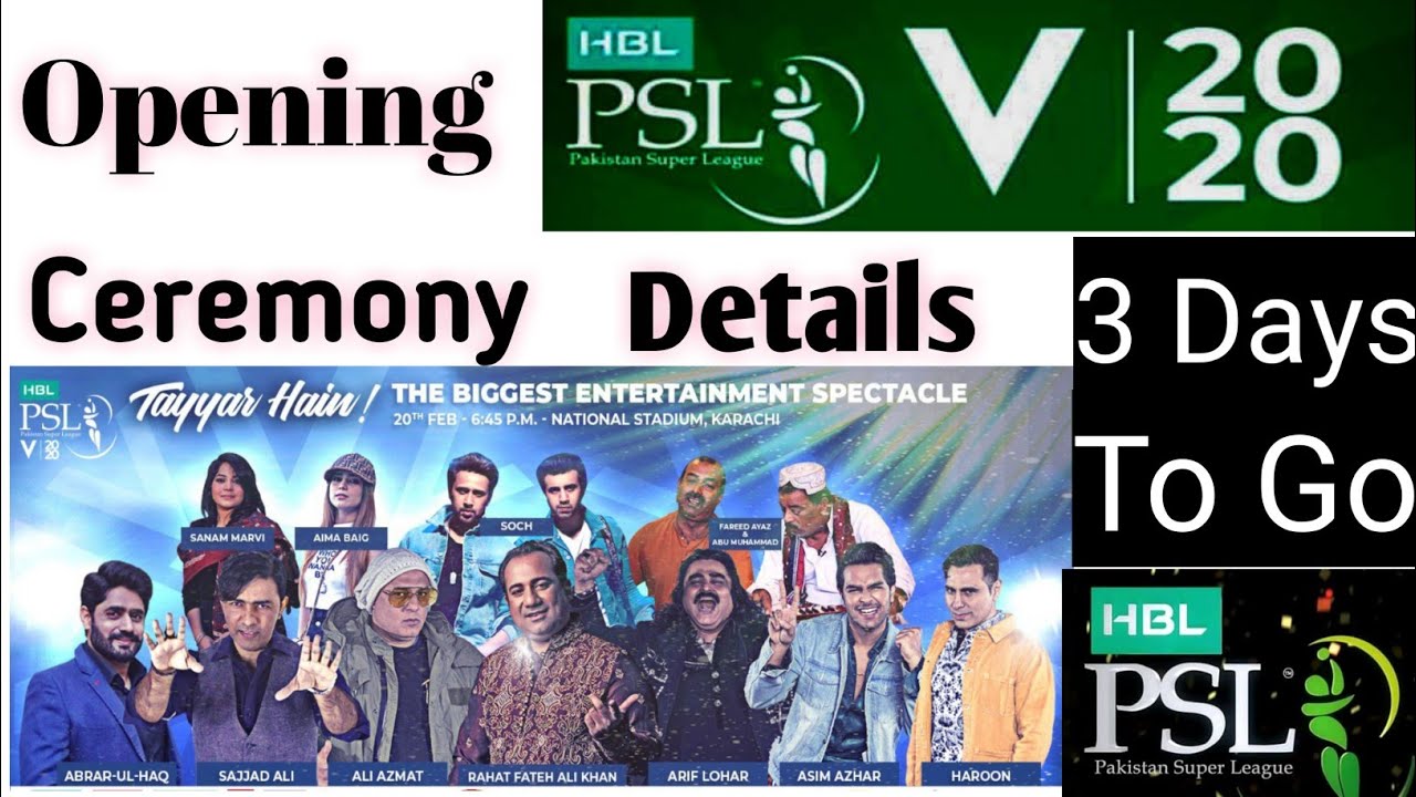 Opening Ceremony Details | PSL 2020 | PSL 5 - YouTube