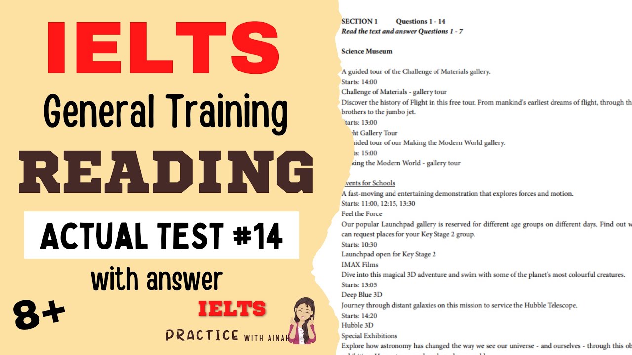 IELTS READING - GENERAL TRAINING PRACTICE TEST 14 with ANSWER - YouTube