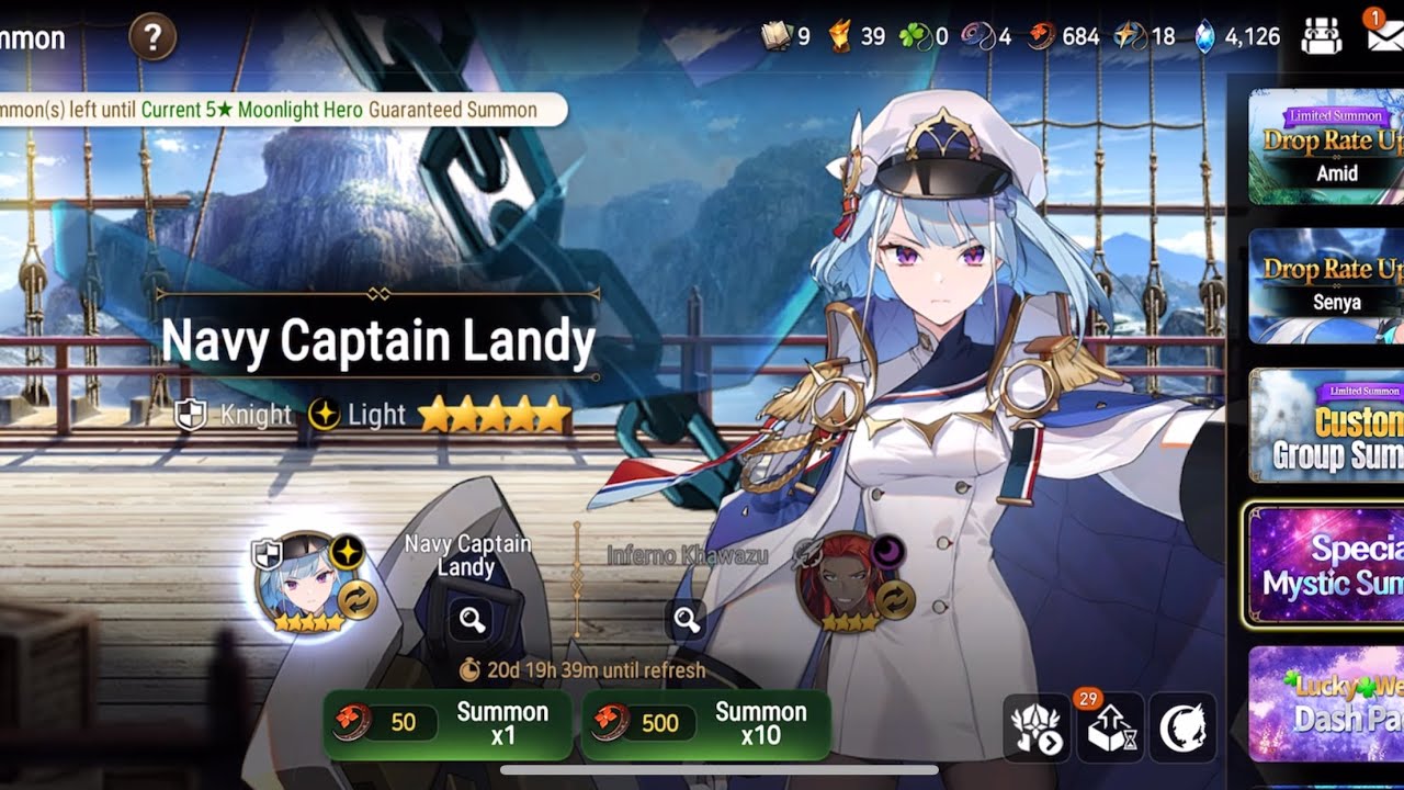 Navy Captain Landy + Ml Sharun summons in Epic Seven - YouTube