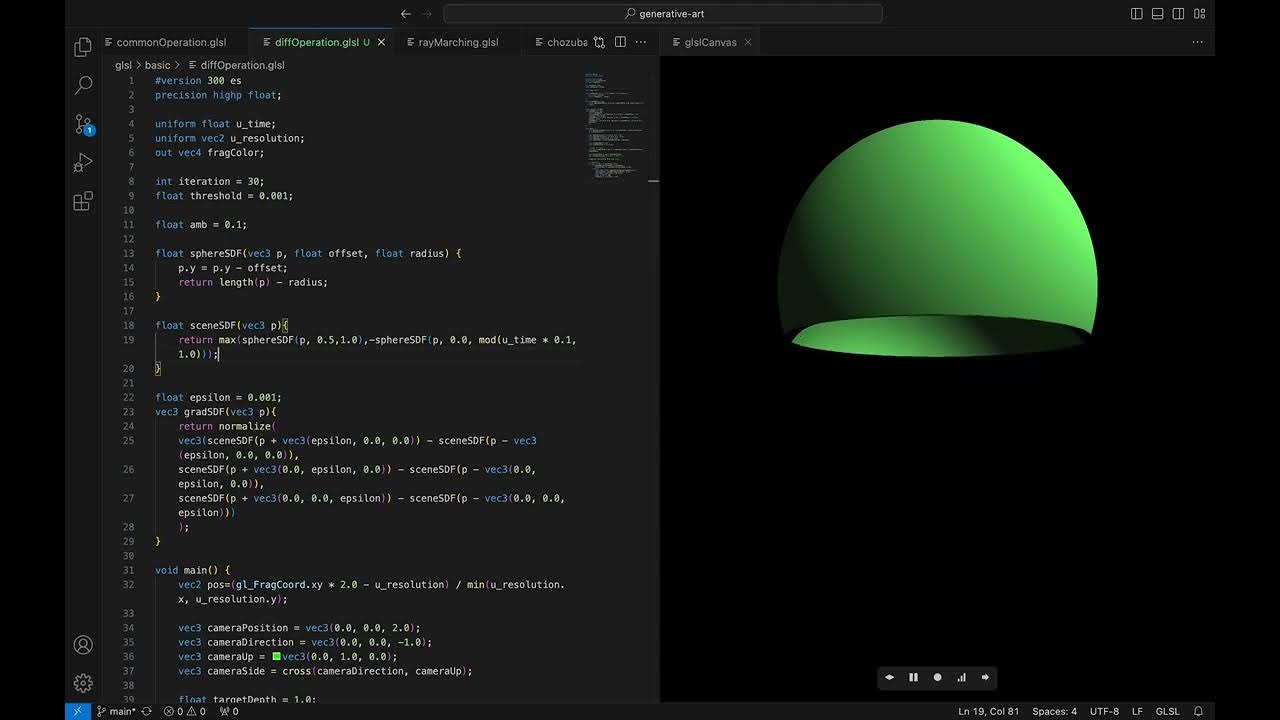 Art coding: sphere difference operation - YouTube