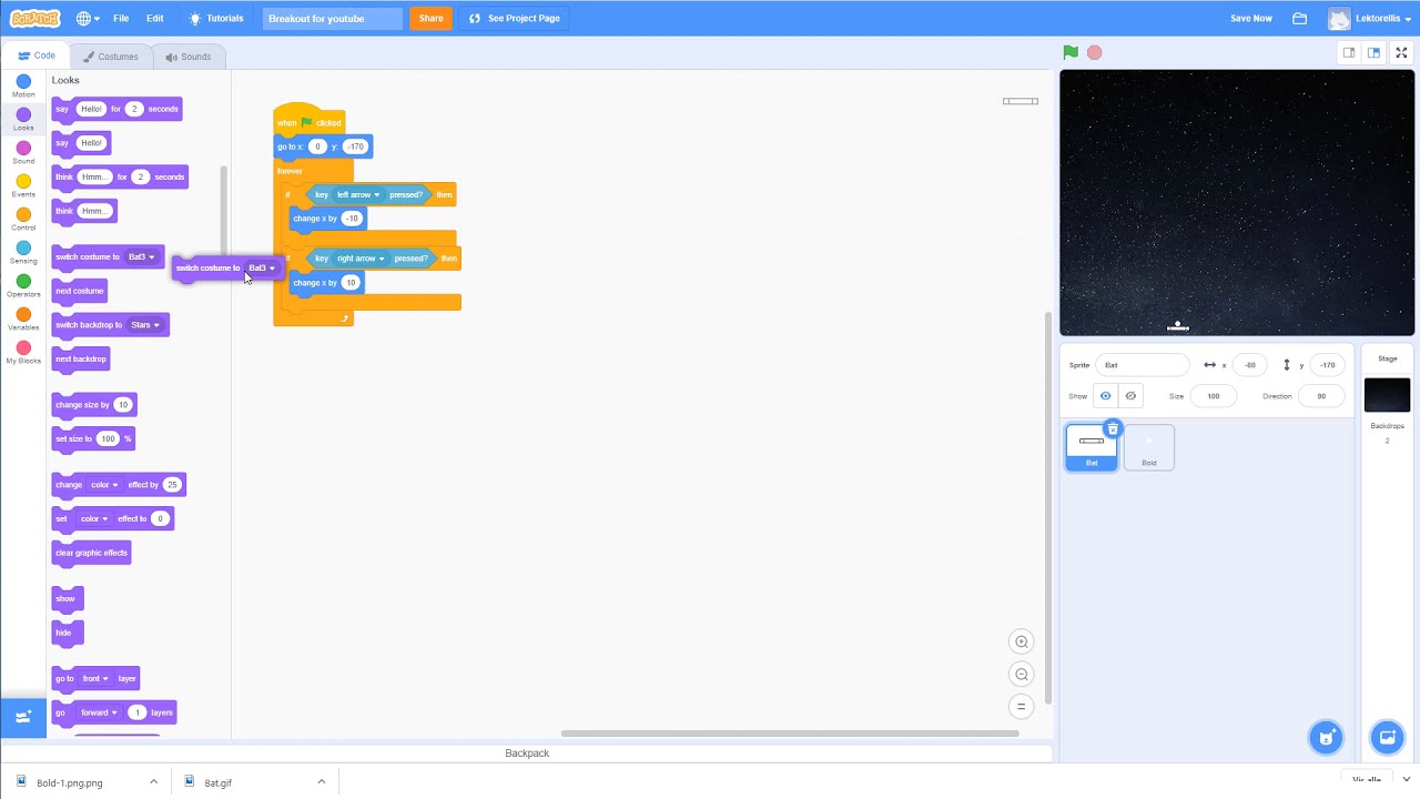 Breakout i Scratch - Battets udseende - YouTube