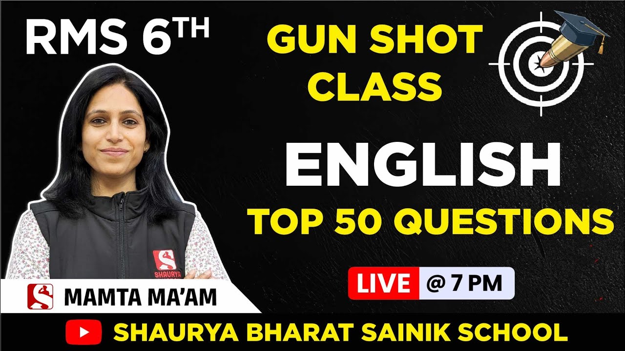 English Top 50 - 2 Questions for RMS 2025 & Sainik School Class 6th ...