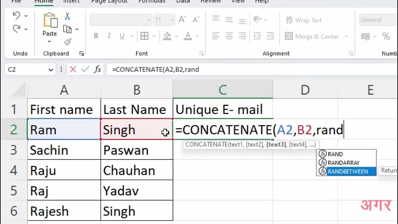 Generate Unique email id in Microsoft Excel@COMPUTEREXCELSOLUTION - YouTube