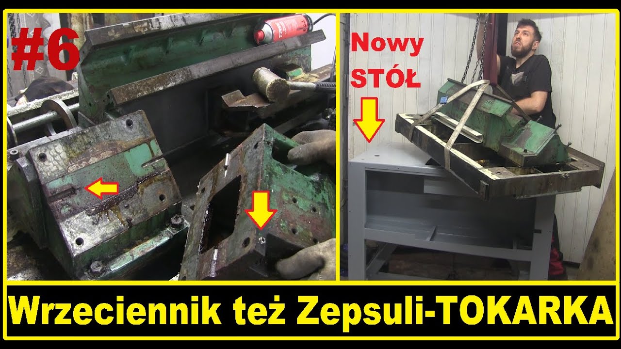 Wrzeciennik Tokarki uszkodzony! Przeróbka podstawy nowy stół pod ...