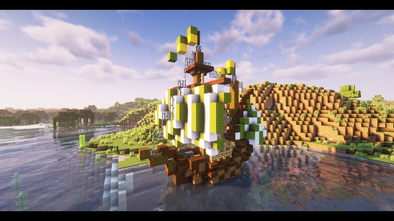 Medieval Small Ship | WHITE_GREEN ship | Building ideas | Minecraft ...