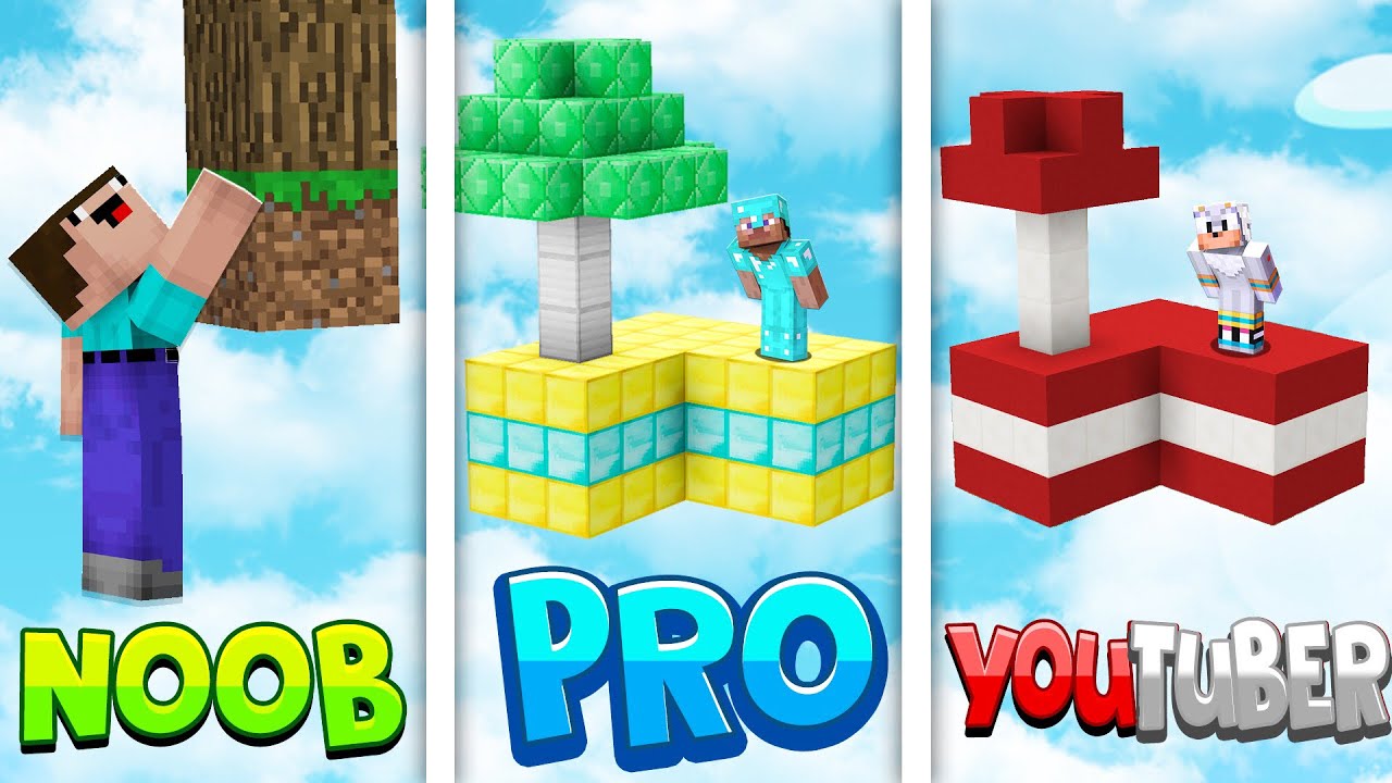 MINECRAFT NOOB VS PRO VS YOUTUBER- SKYBLOCK W MINECRAFT! - YouTube