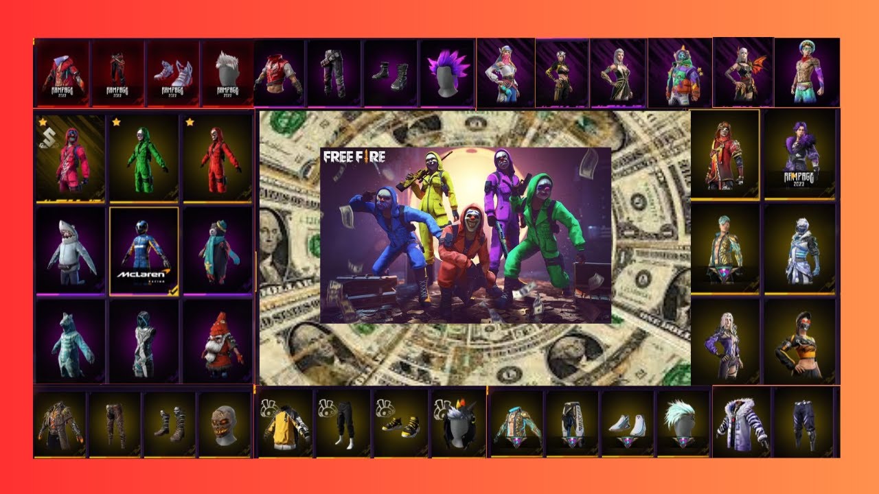 My $1,000,000 Million Dollar Rare Free Fire Account Clothes Collection ...