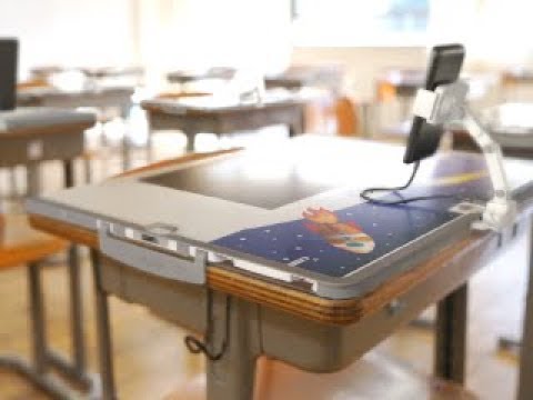 TouchTop: Modular smart desk overlay for schools - YouTube
