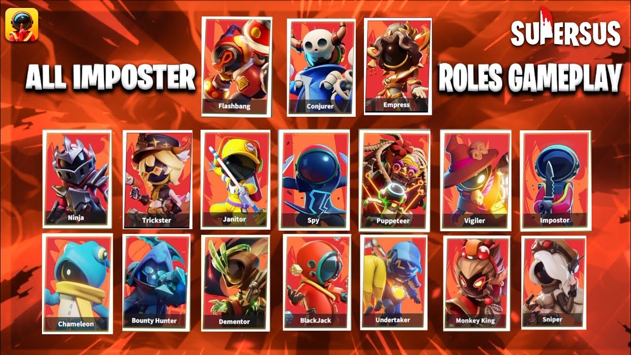 ALL IMPOSTER ROLES GAMEPLAY IN ONE VIDEO 🌚 || SUPER SUS || DEMON KING ...