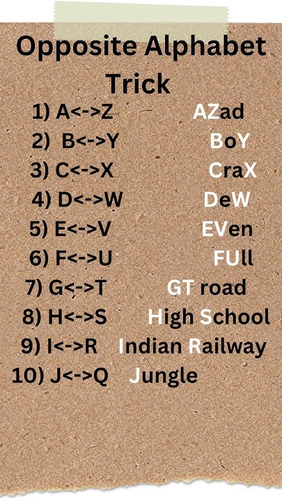 Opposite_Alphabet_Trick #Shorts #reasoning #trending #tricks - YouTube