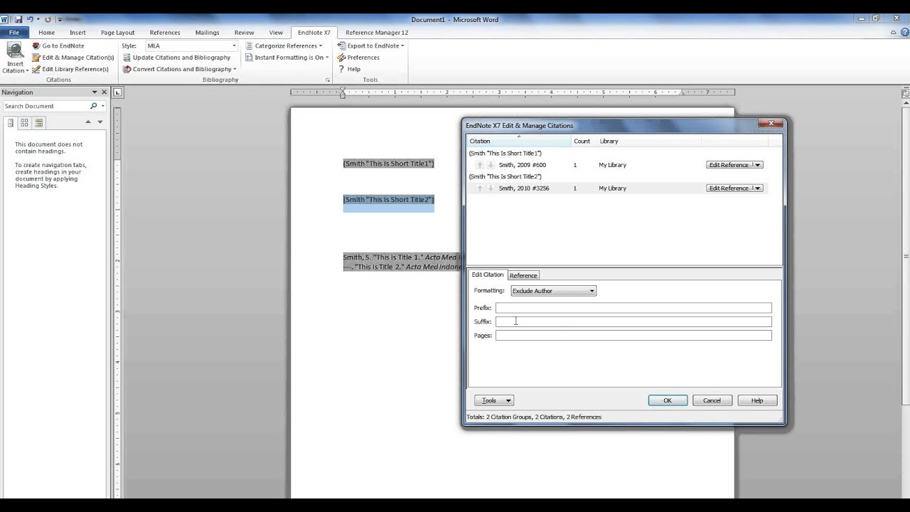 Multiple Citations by same author (When using EndNote's MLA style ...