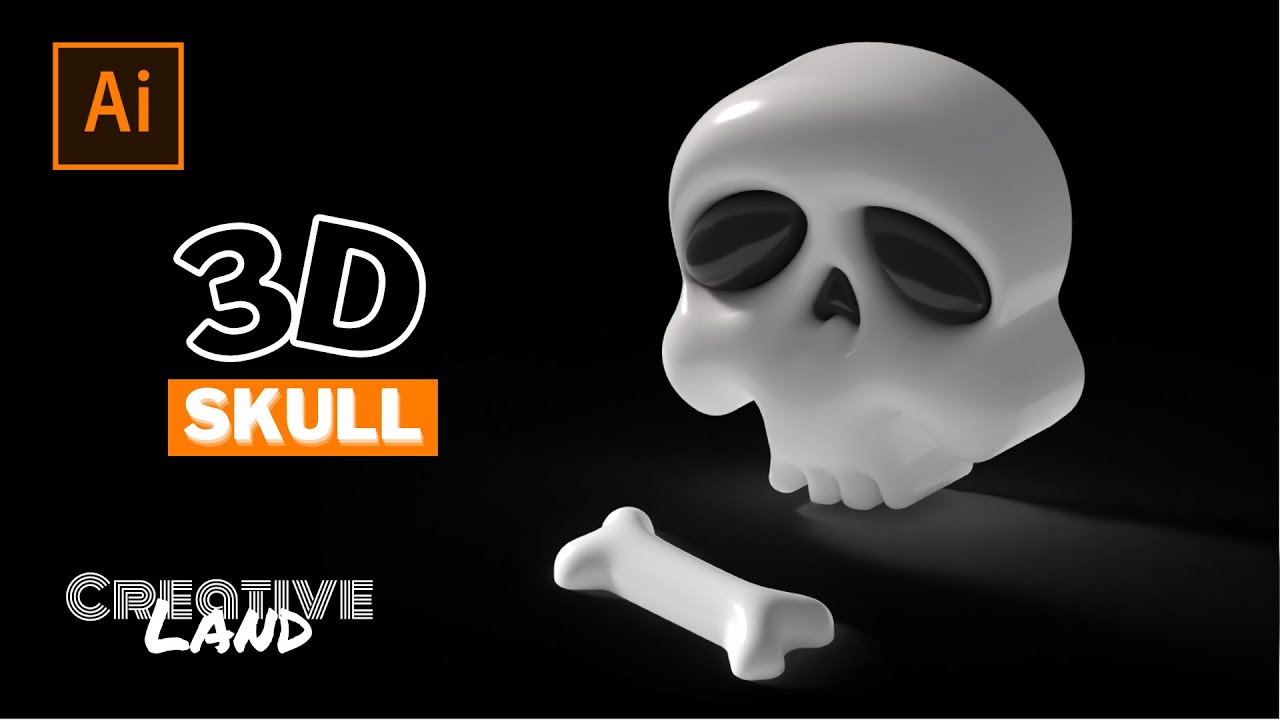 How to make 3D Skull and Bone In Adobe Illustrator | Adobe Illustrator ...