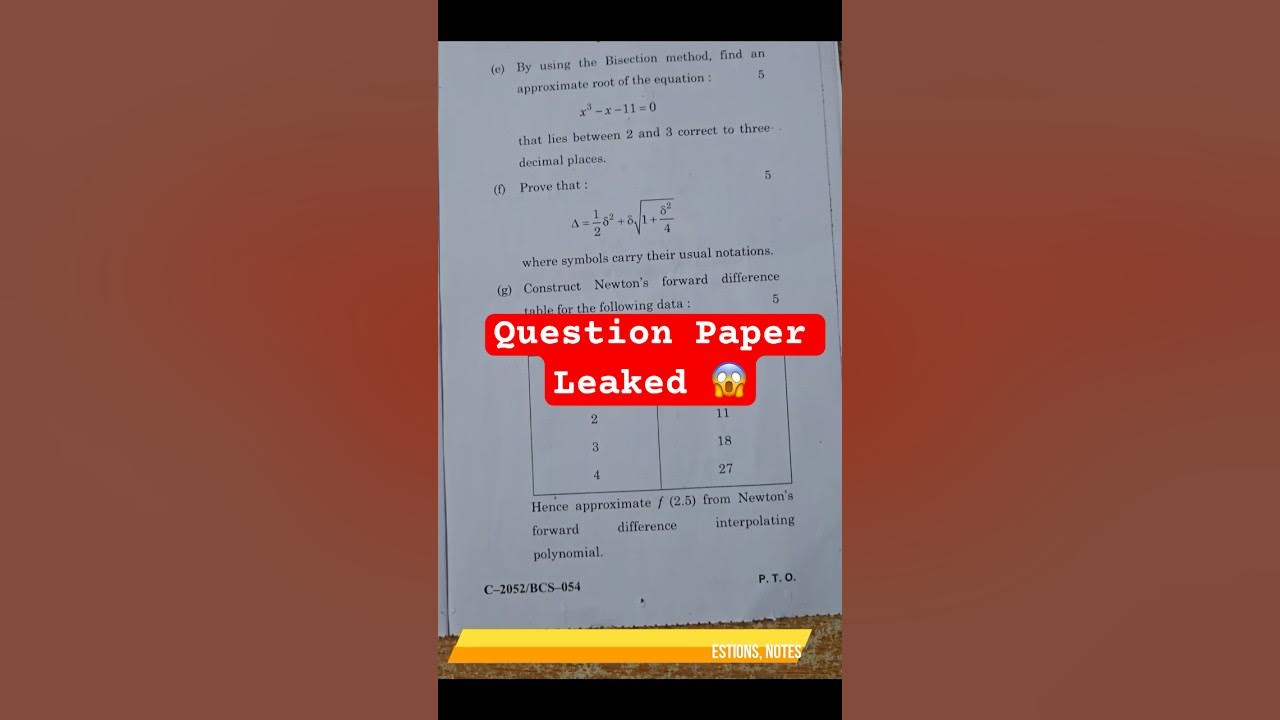 IGNOU BCS-054 December 2024 Question Paper | Computer Oriented Numerical Techniques - YouTube